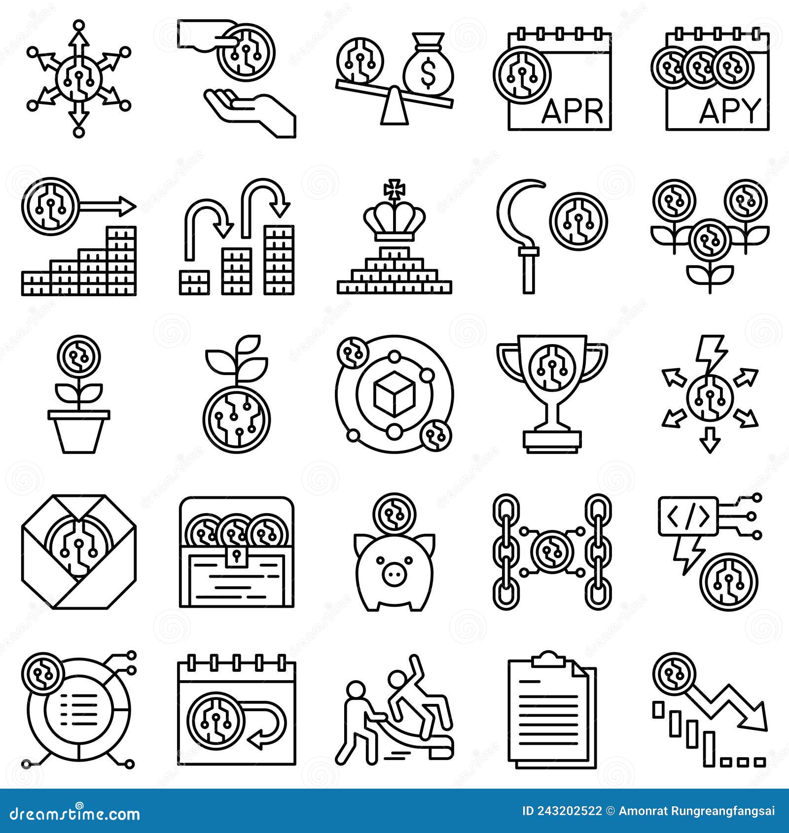 DeFi Line Icon Set, Vector Illustration Stock Vector - Illustration of ...