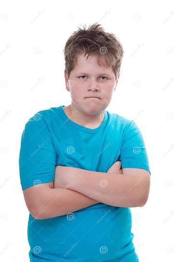 Defiant Boy in Blue - Isolated on White Stock Image - Image of school ...