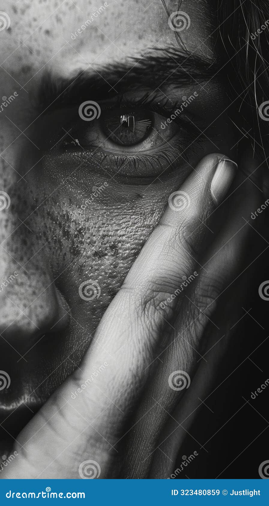 A Defiant Face Partially Obscured by a Hand Refusing To Show ...