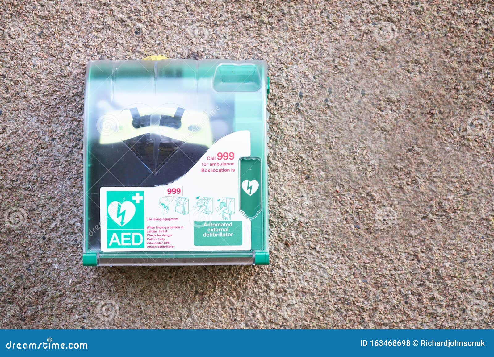 Defibrillator AED On Wall In Public Space For Emergency Heart ...