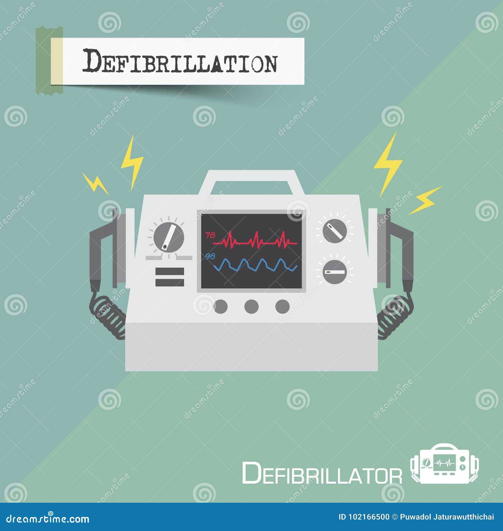 Defibrillator Machine . Flat Design Stock Vector - Illustration of ...