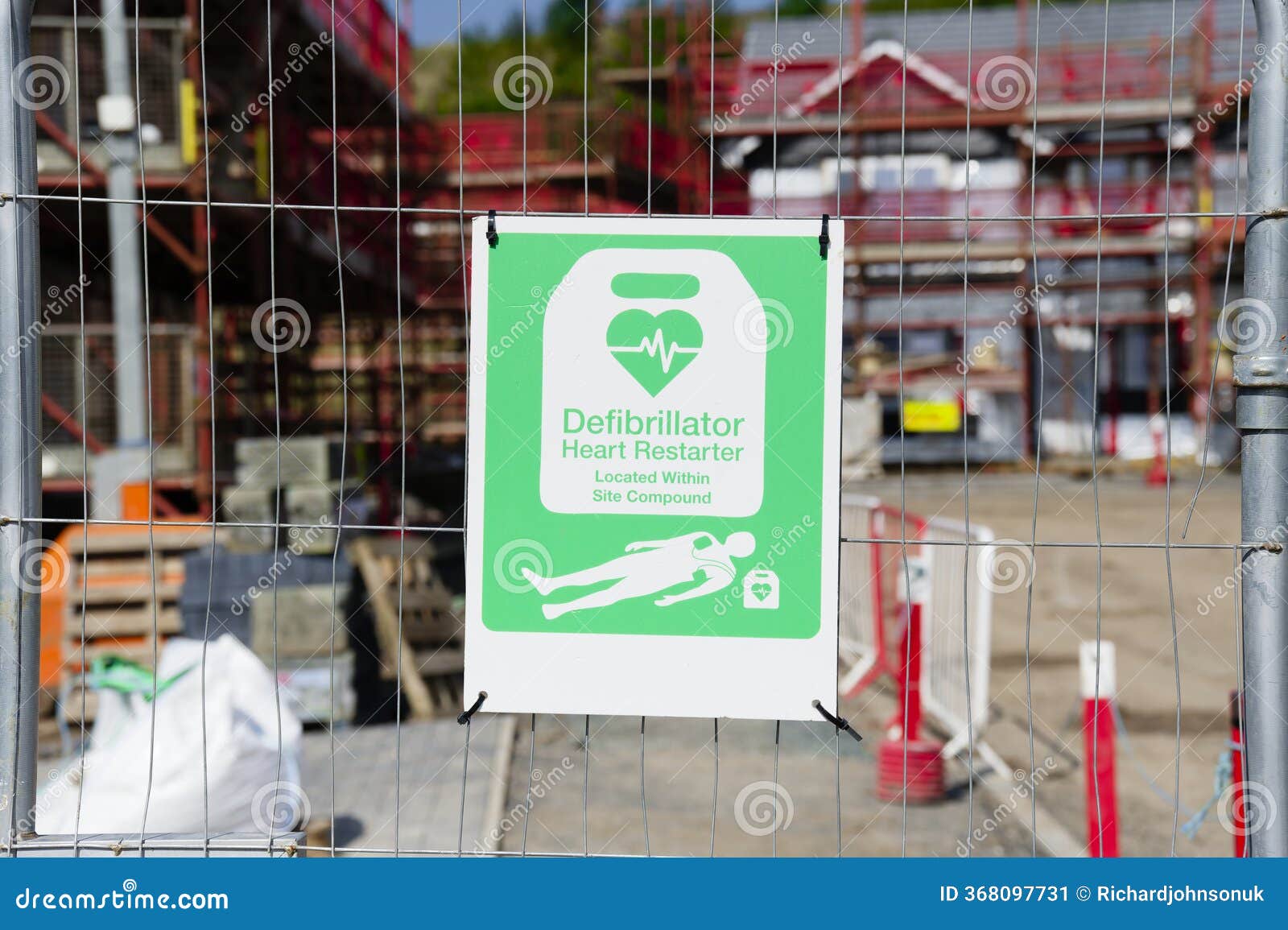 Defibrillator AED Sign On Wall In Public Space For Emergency Heart ...