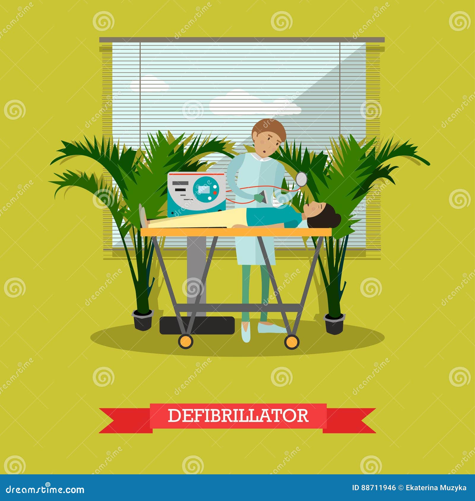 Defibrillator Vector Illustration in Flat Style Stock Vector ...