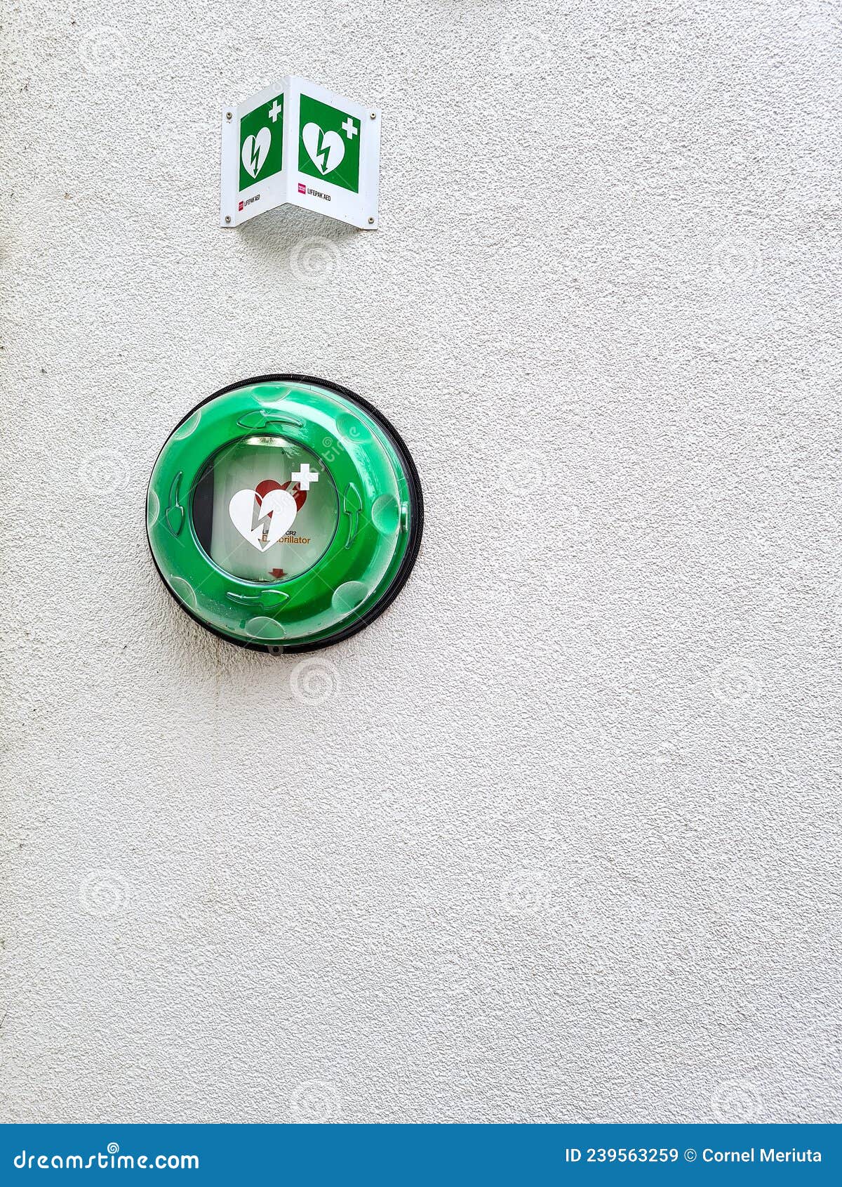 Defibrillator on the Wall on a Public Place Stock Image - Image of wall ...