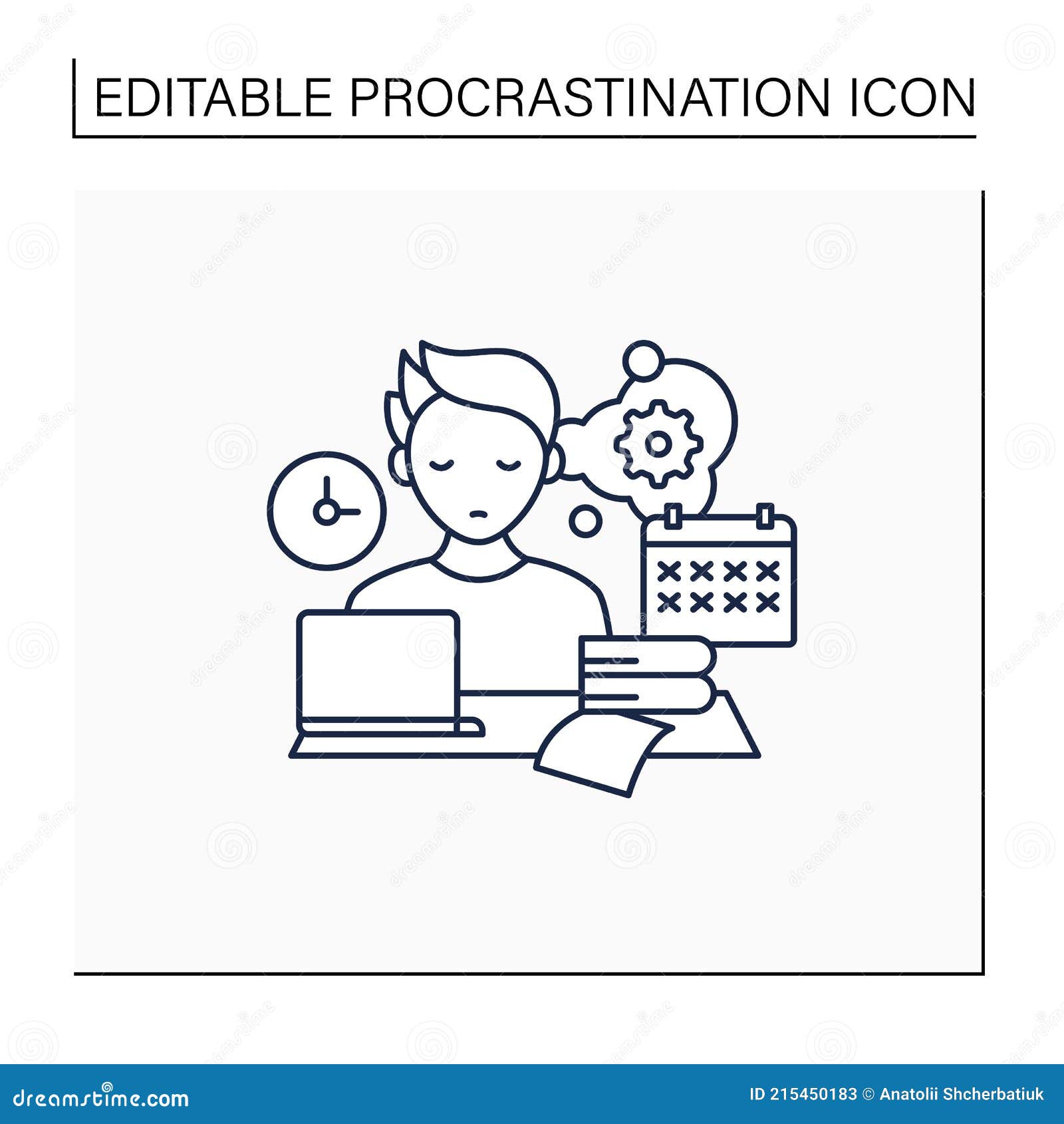 Defier Procrastinator Line Icon Stock Vector - Illustration of laptop ...