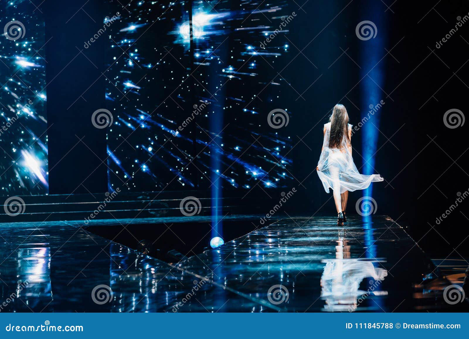 Defile on the catwalk editorial stock photo. Image of event - 111845788