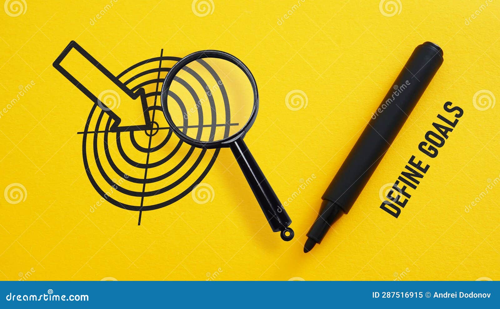 Define Goals is Shown Using the Text and Photo of Magnifying Glass ...