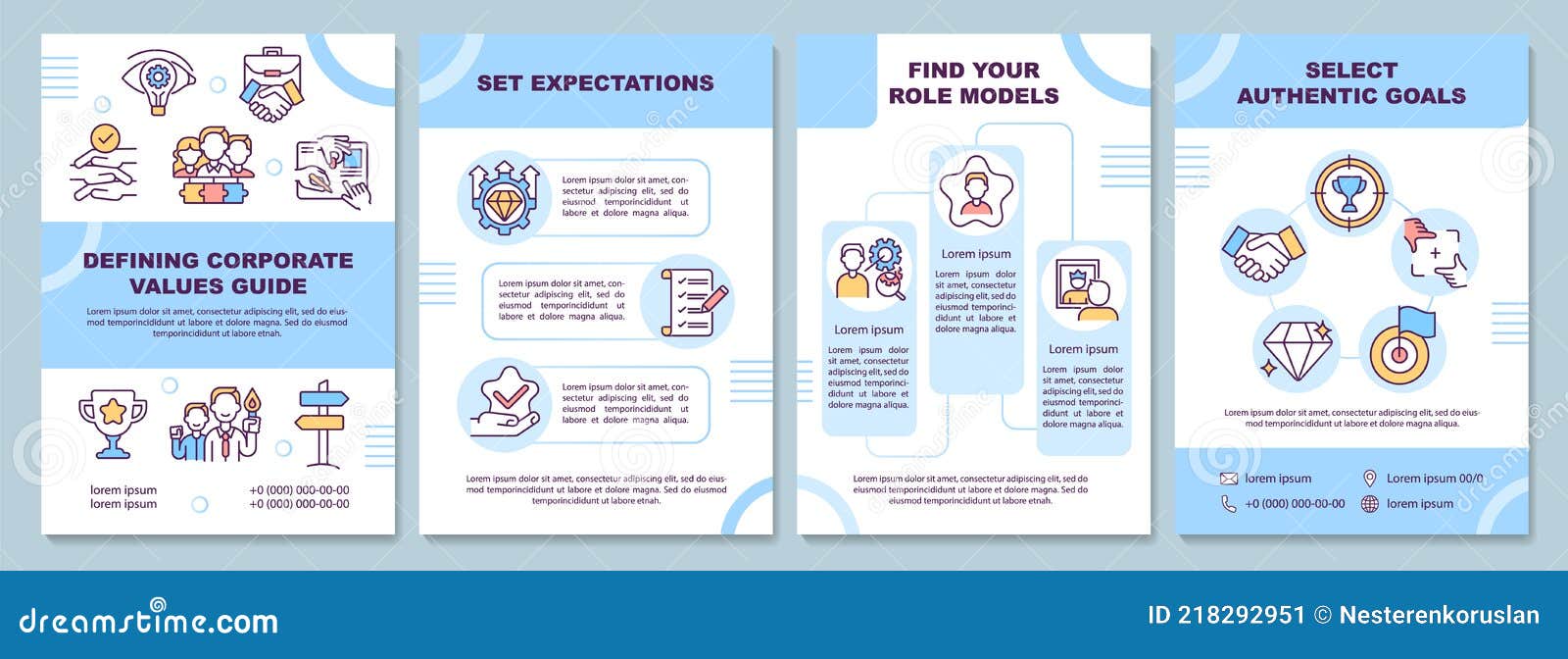 Defining Corporate Values Guide Brochure Template Cartoon Vector ...