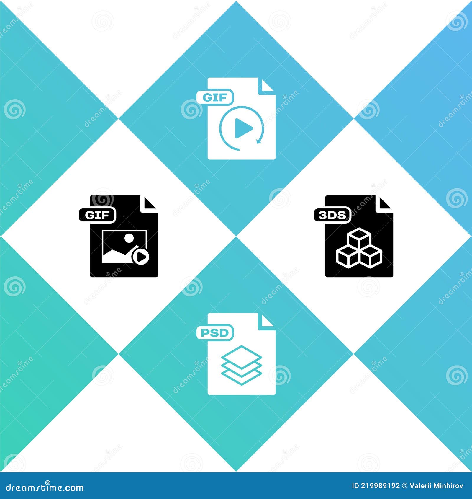 Definir Archivo Gif Documento Psd E Icono 3ds. Vector Stock de ...