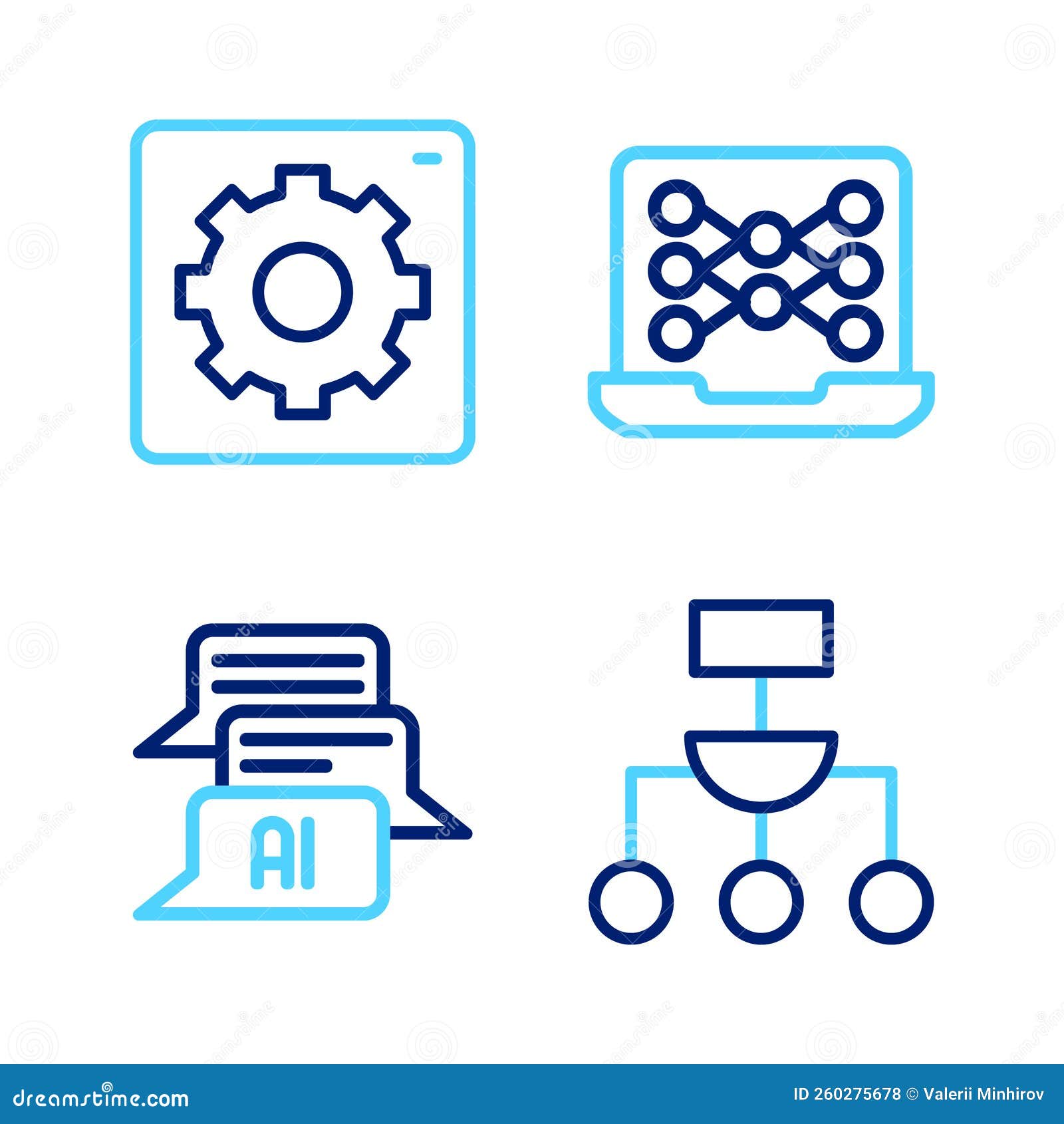 Definir O Algoritmo De Chat Da Rede Neural Bot E ícone Da Interface Da ...