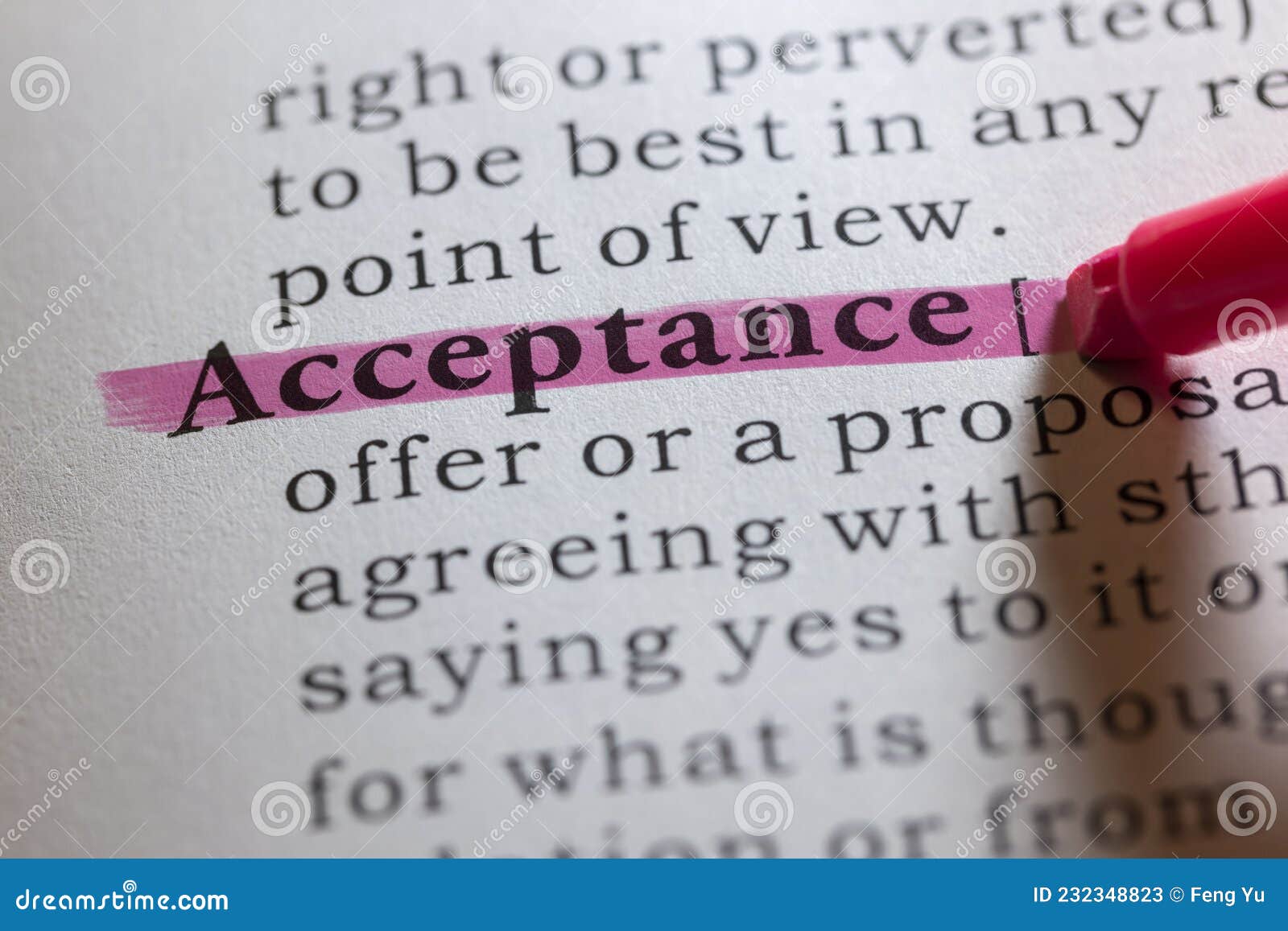 Definition of acceptance stock image. Image of definition - 232348823
