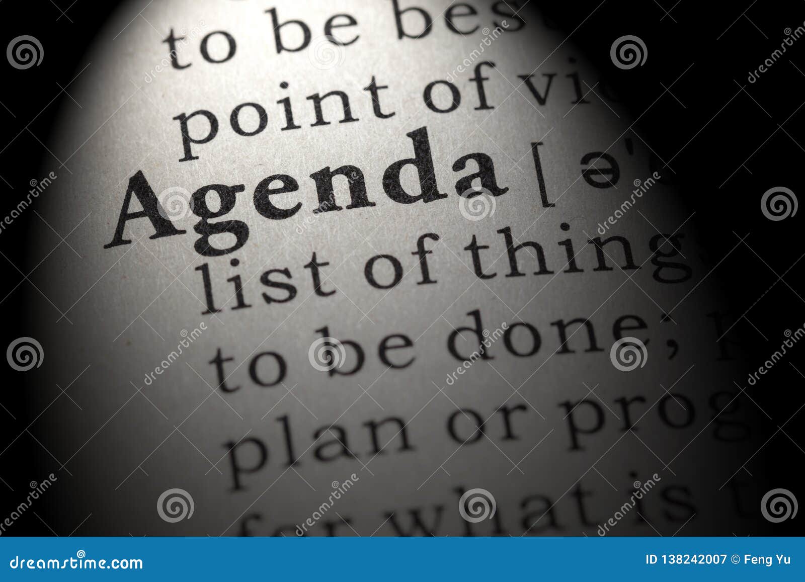 Definition of agenda stock image. Image of dictionary - 138242007
