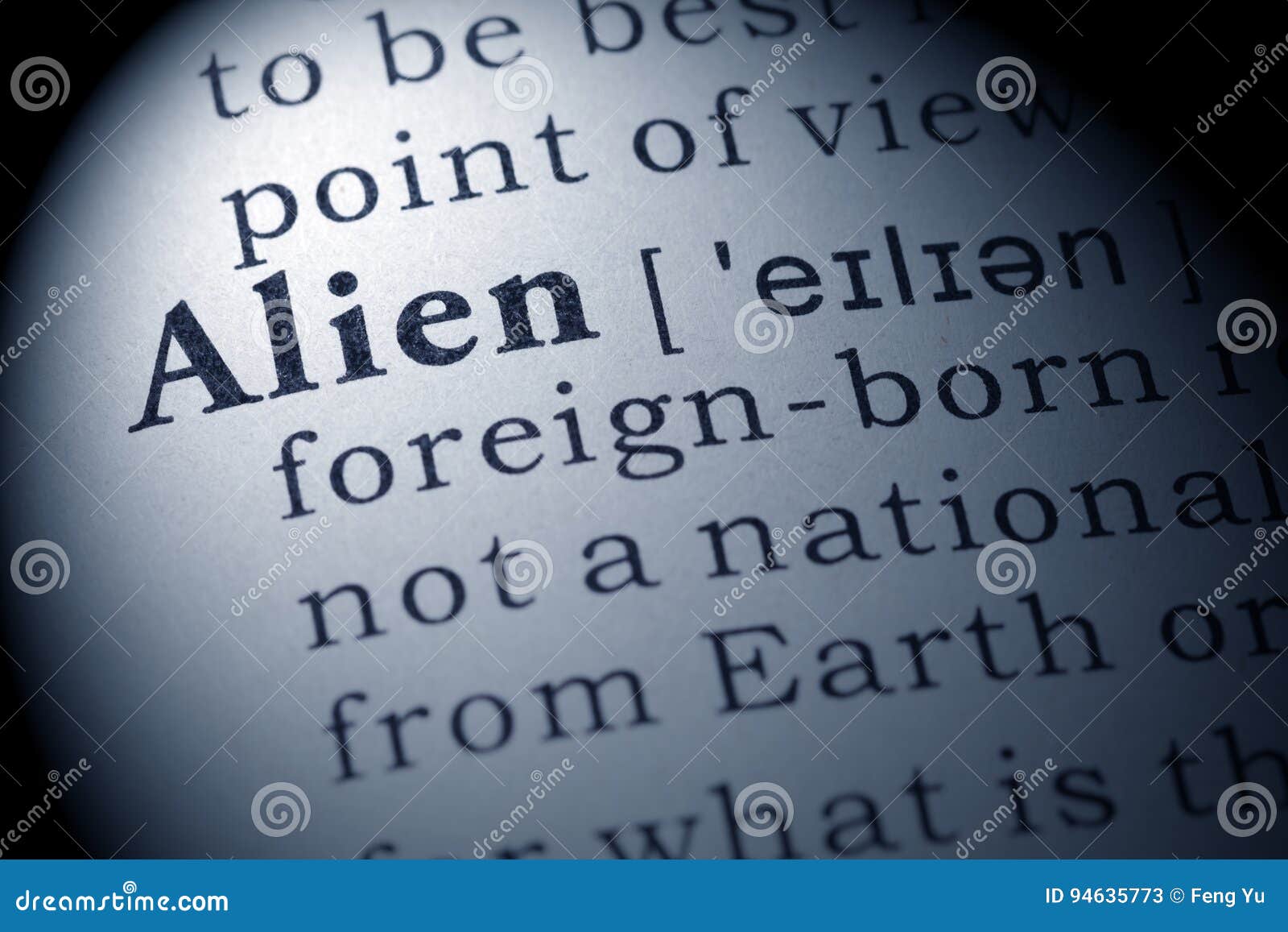 Definition of alien stock image. Image of book, word - 94635773