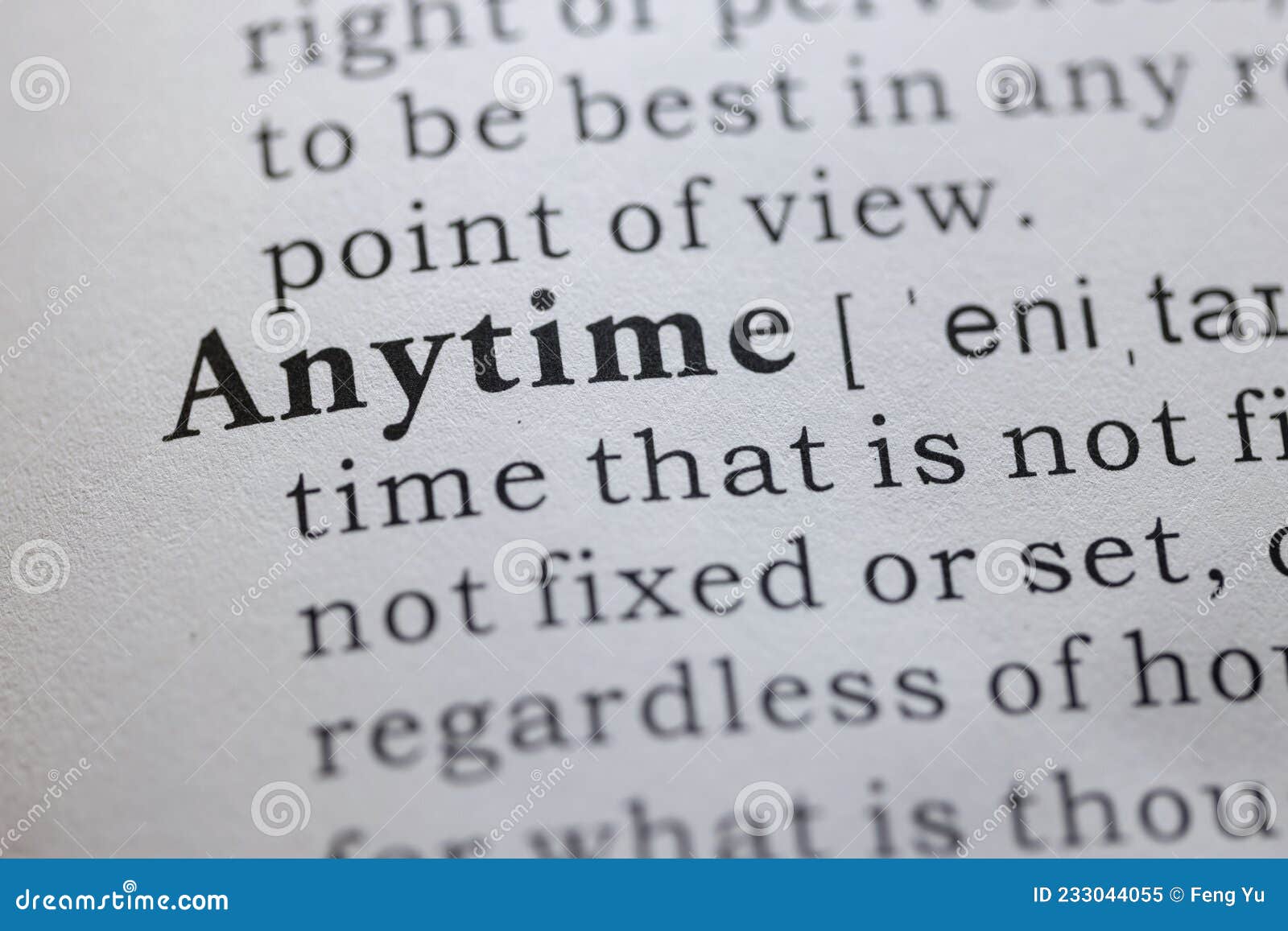 Definition of anytime stock image. Image of closeup - 233044055
