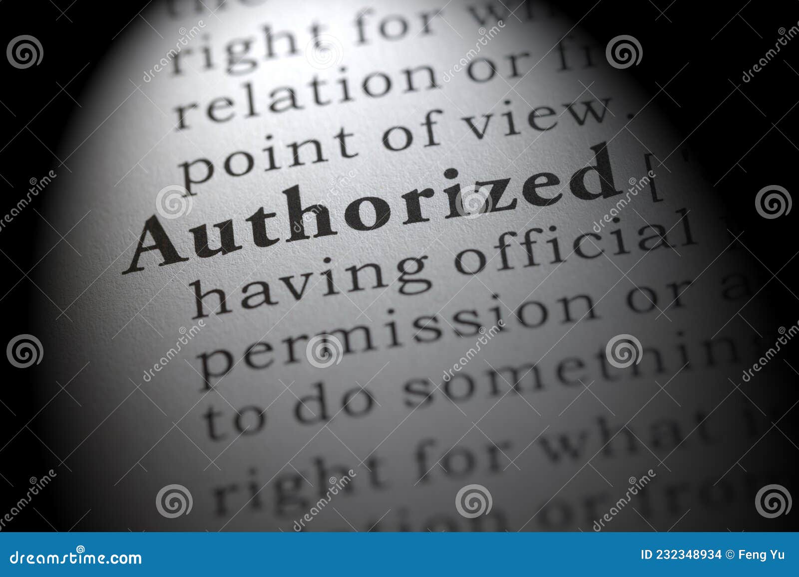 Definition of authorized stock photo. Image of definition - 232348934