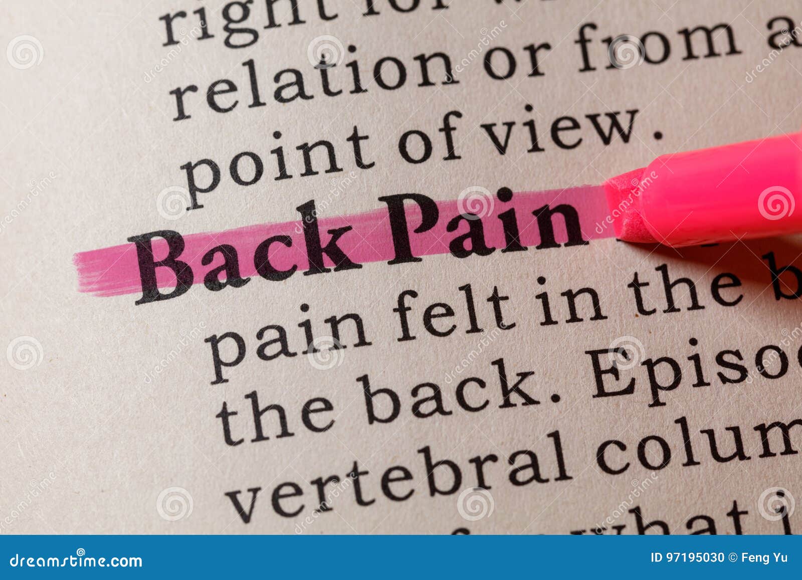 Definition of Back Pain stock photo. Image of back, book - 97195030