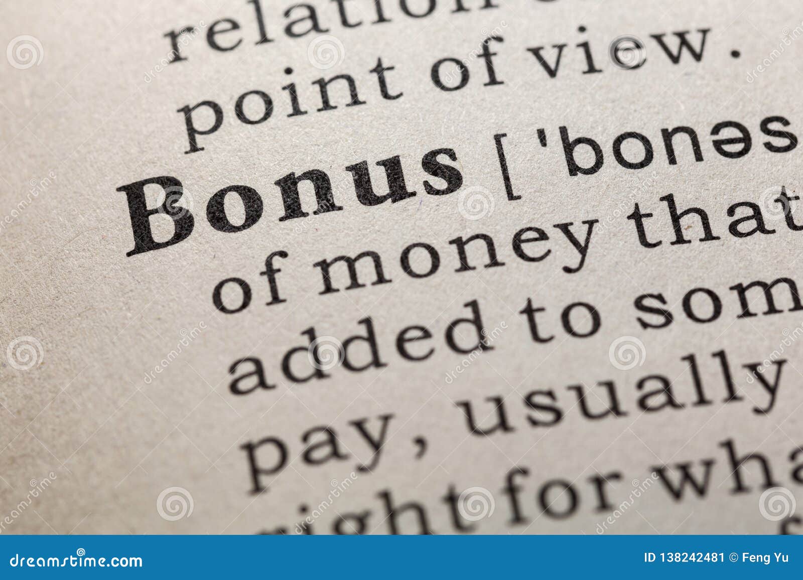 Definition of bonus stock image. Image of page, printing - 138242481