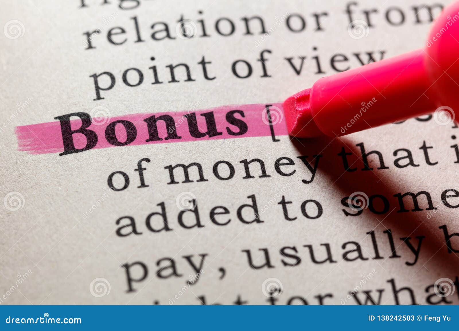 Definition of bonus stock image. Image of bonus, definition - 138242503