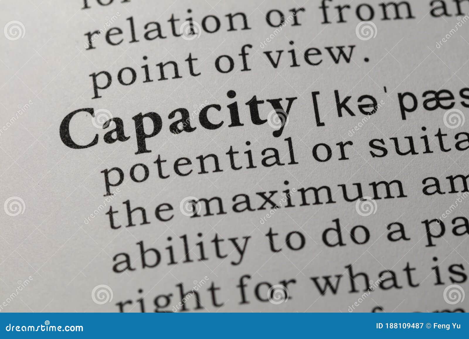 Definition of capacity stock image. Image of text, book - 188109487