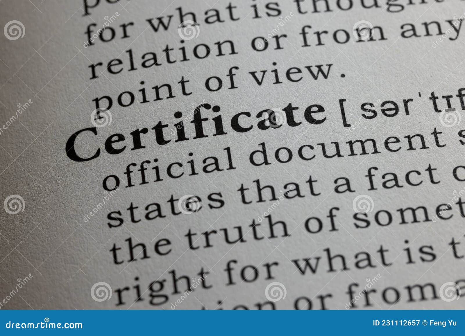 Definition of Certificate stock image. Image of text - 231112657