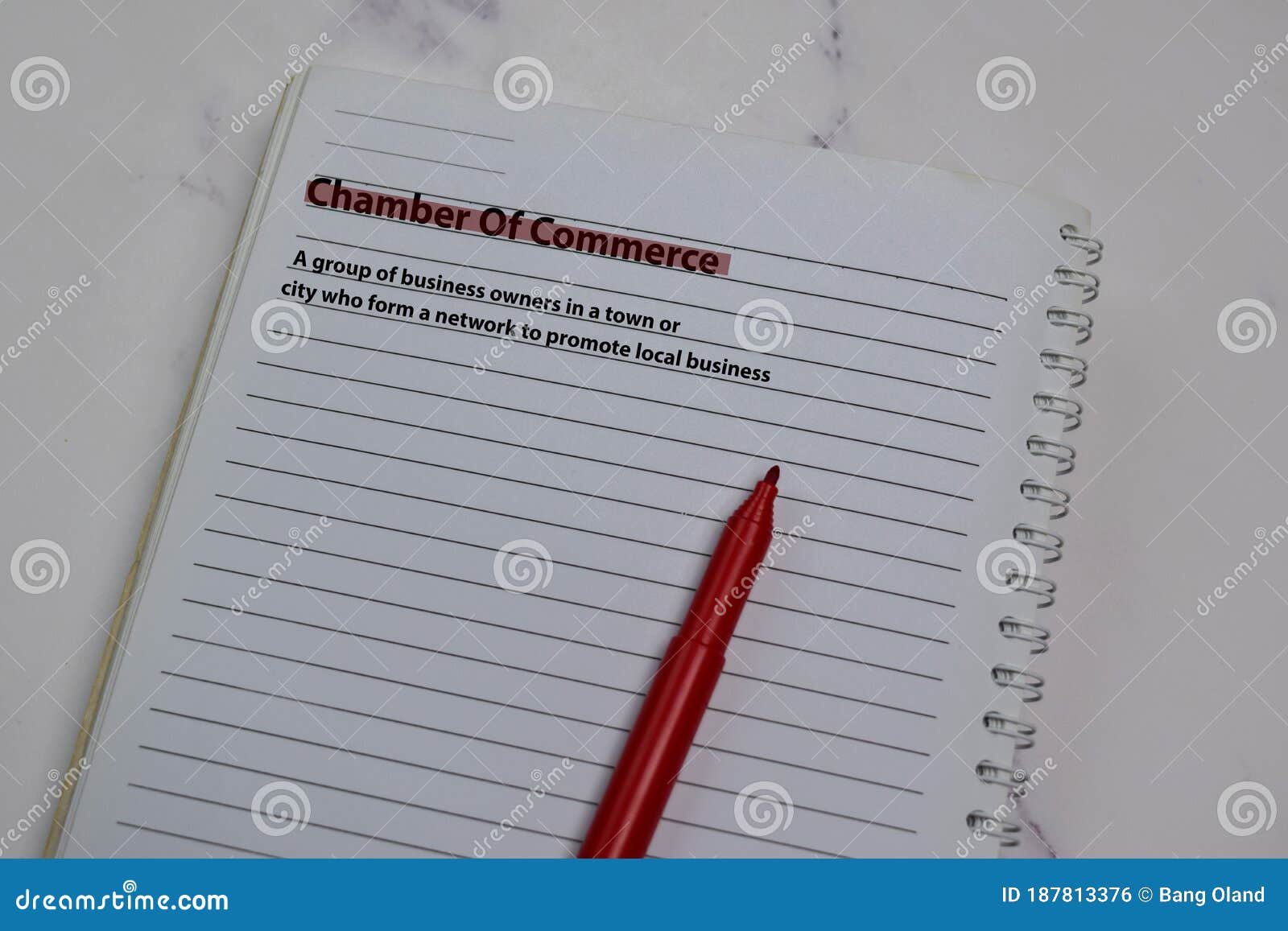 Definition of Chamber of Commerce Word with a Meaning on a Book ...