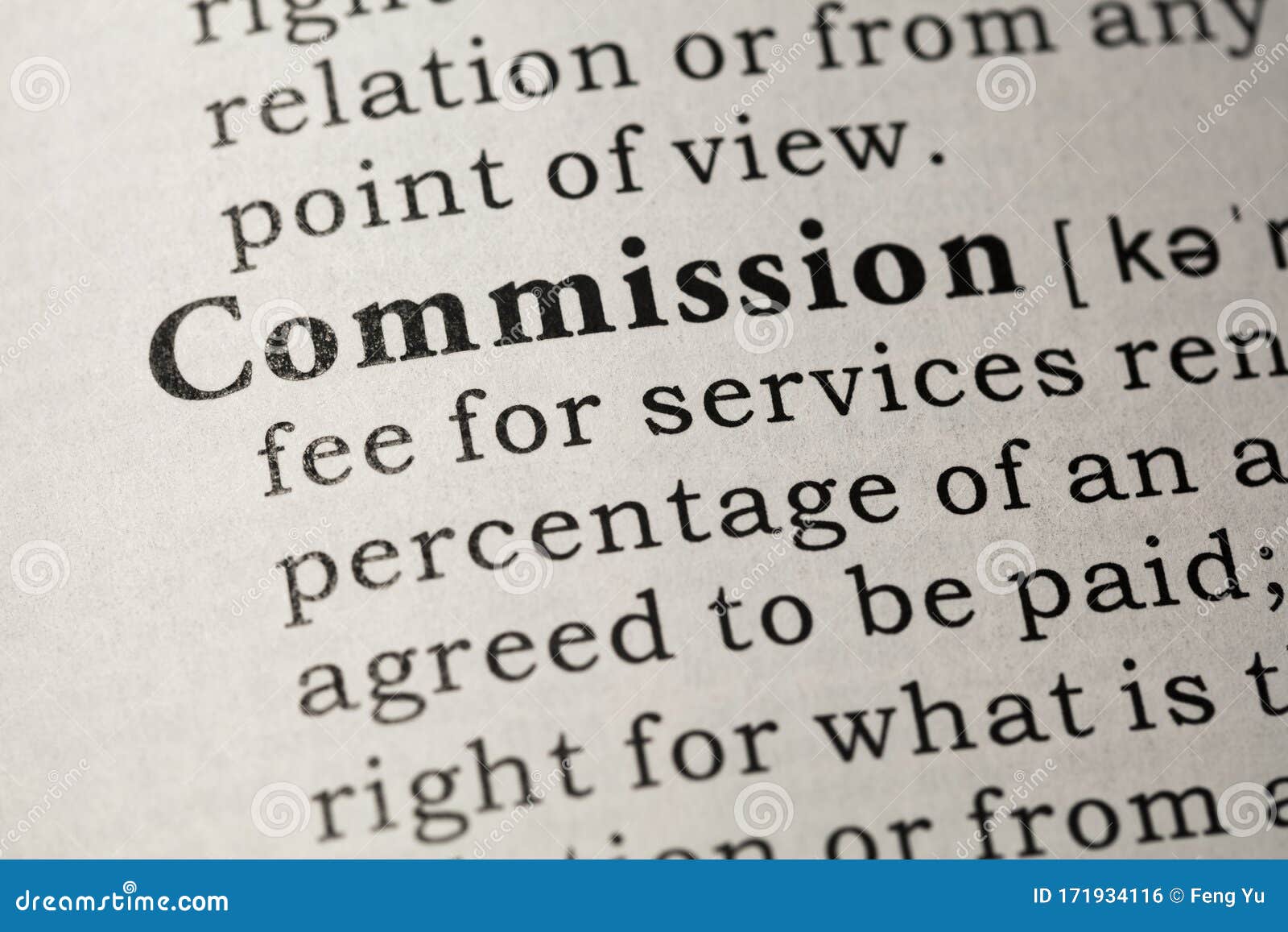 Definition of commission stock photo. Image of definition - 171934116