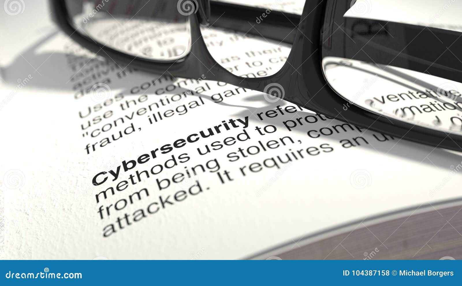 The Definition of Cybersecurity from a Dictionary Closeup Stock ...