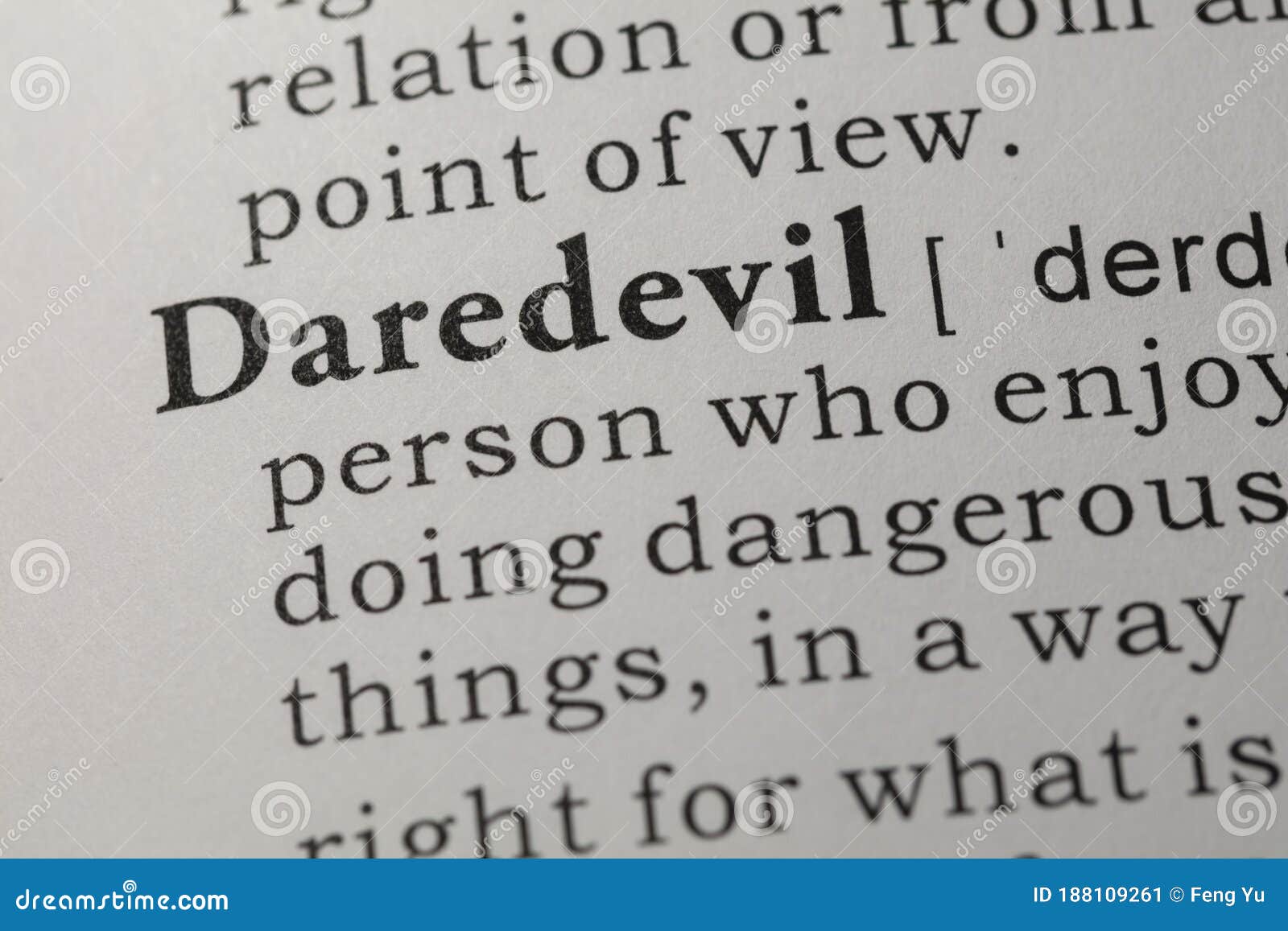 Definition of daredevil stock image. Image of closeup - 188109261