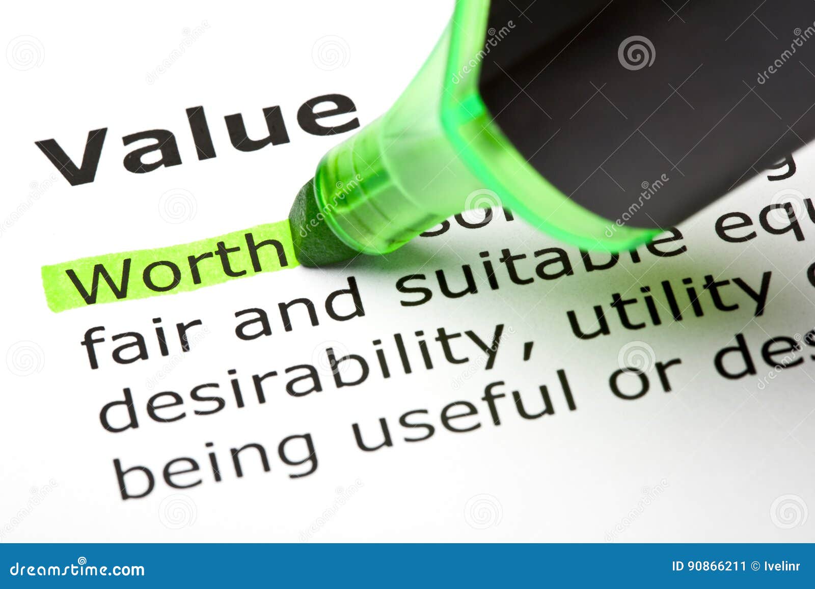 Definition des Wort-Wertes stockbild. Bild von grün, markierung - 90866211