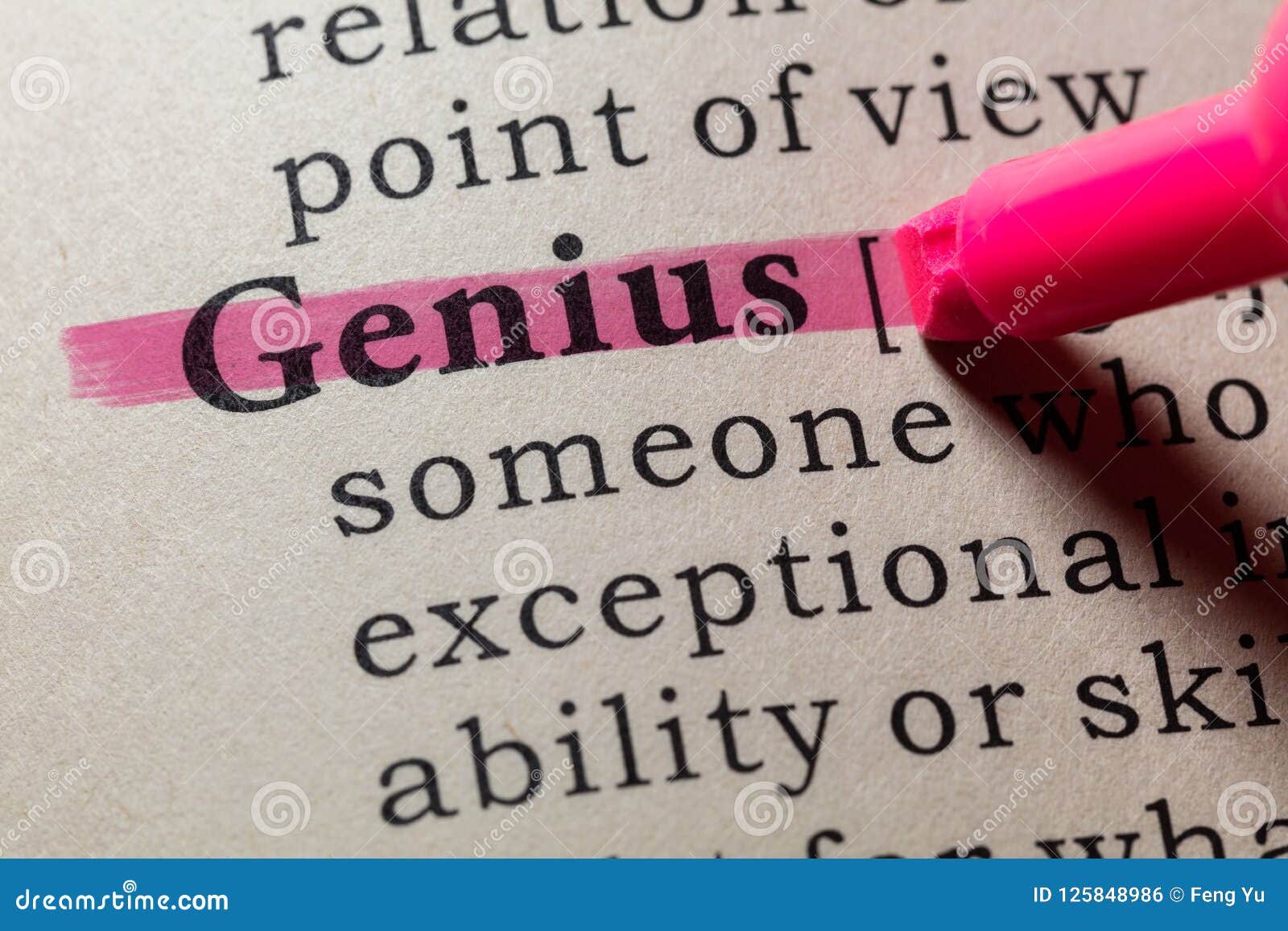 Definition of genius stock photo. Image of printing - 125848986