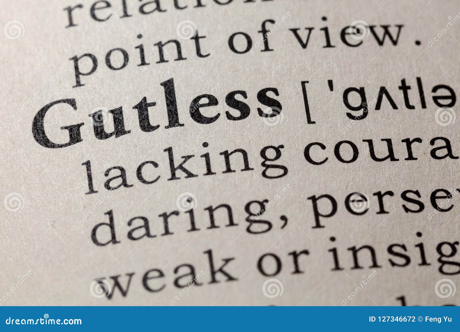 Definition of gutless stock photo. Image of concept - 127346672