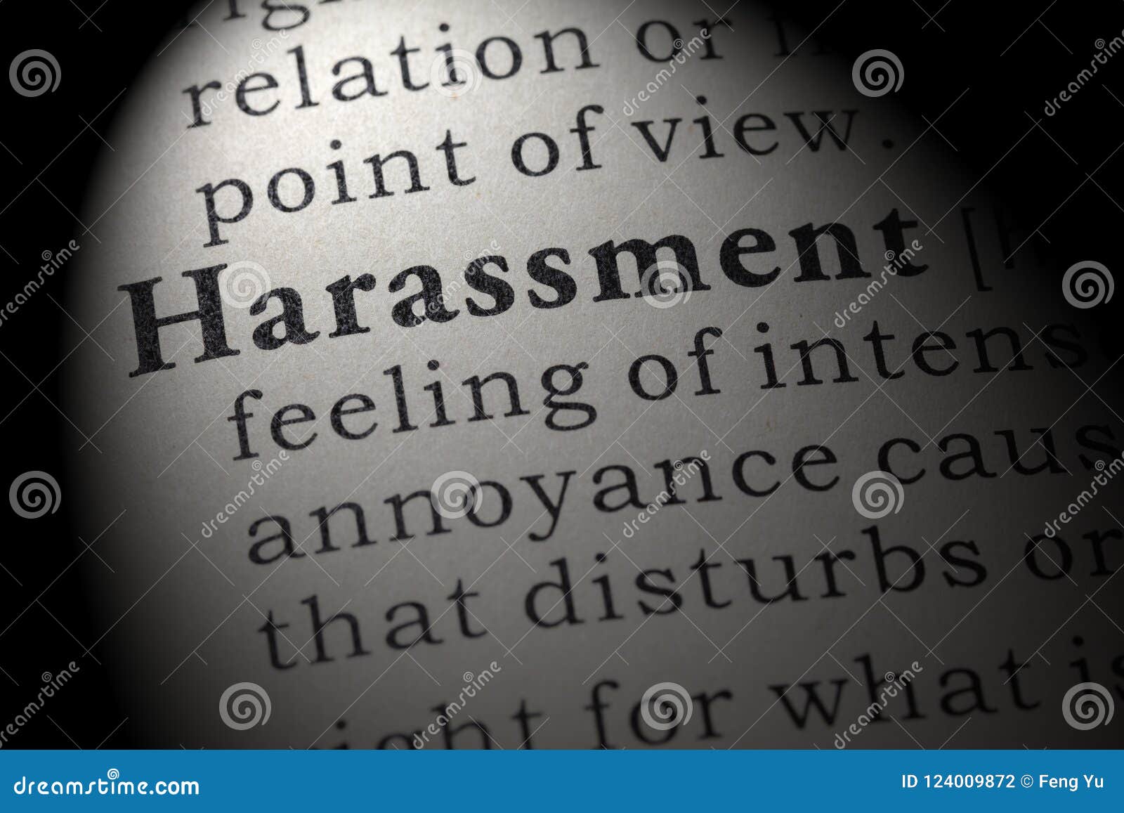 Definition of harassment stock photo. Image of dictionary - 124009872
