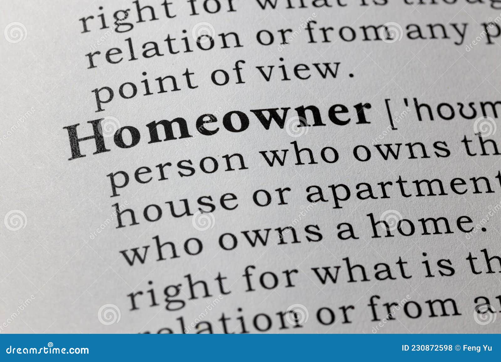 Definition of homeowner stock photo. Image of word, homeowners - 230872598