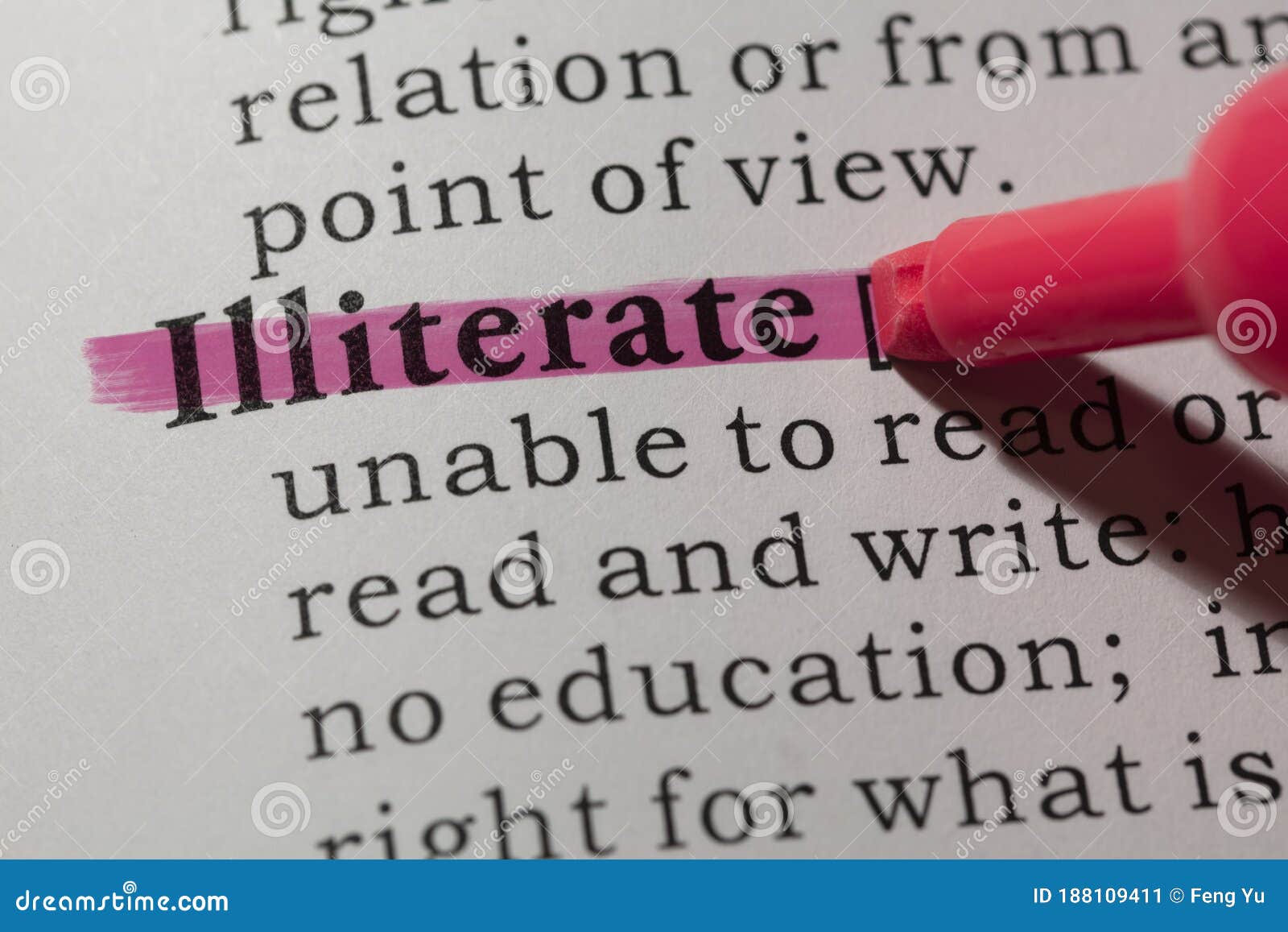 Definition of illiterate stock image. Image of highlighter - 188109411