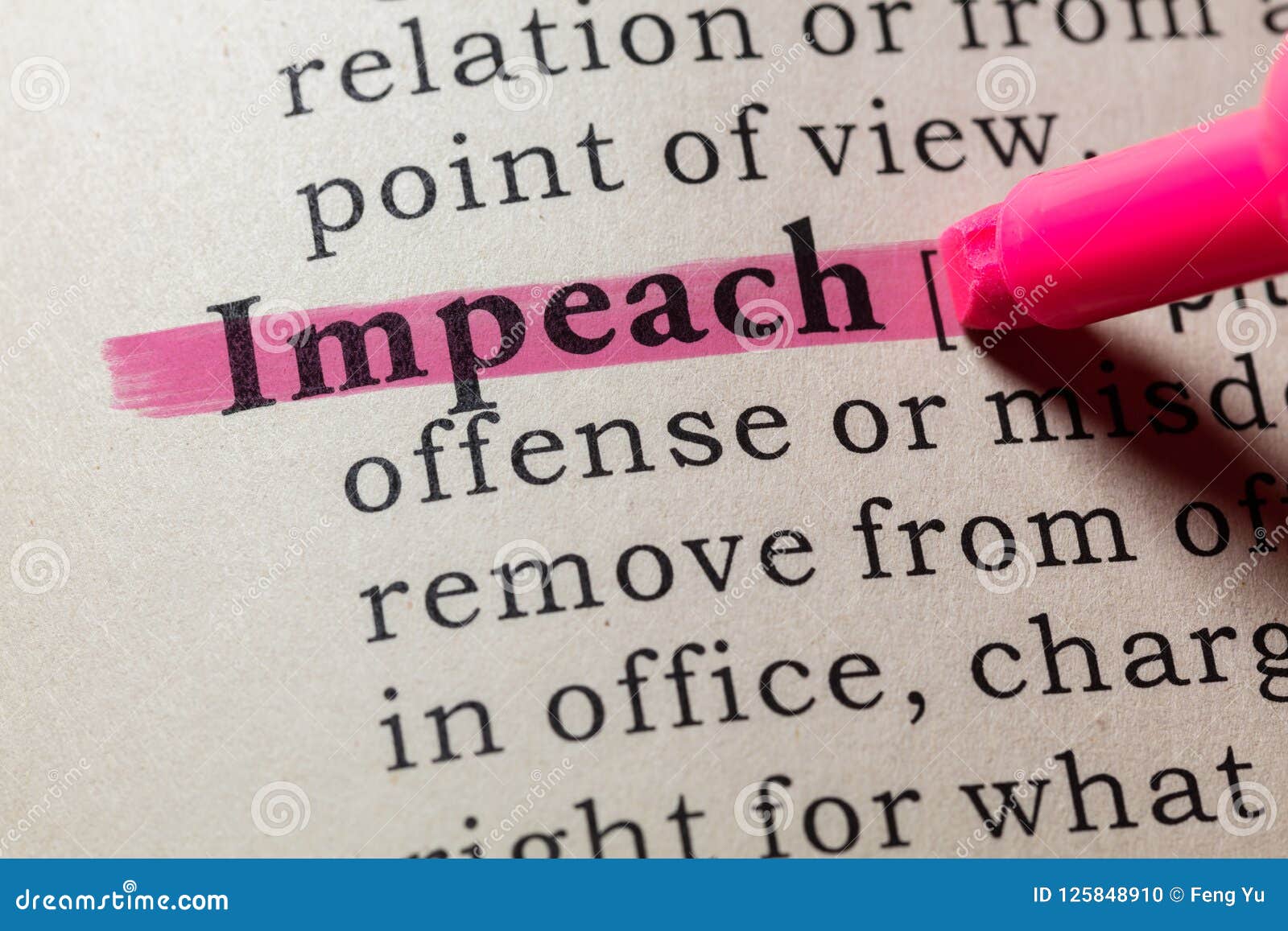 Definition of impeach stock photo. Image of highlight - 125848910