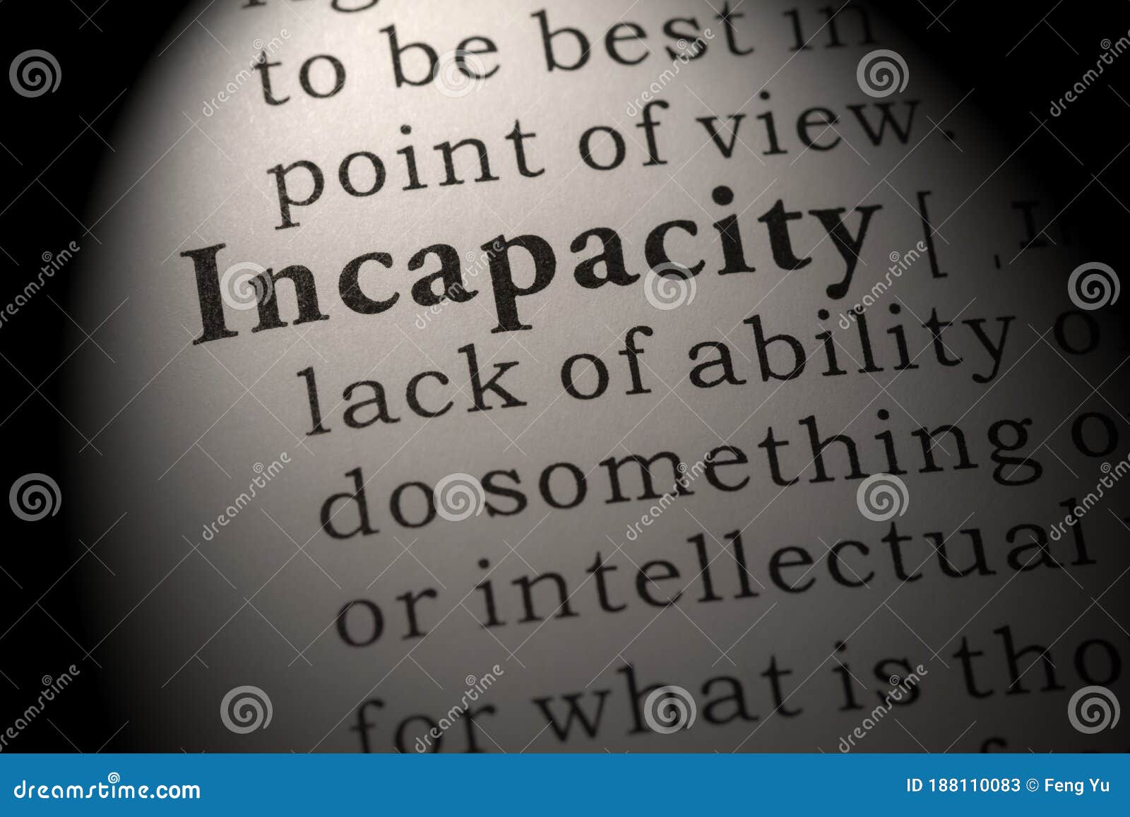 Definition of Incapacity stock image. Image of page - 188110083