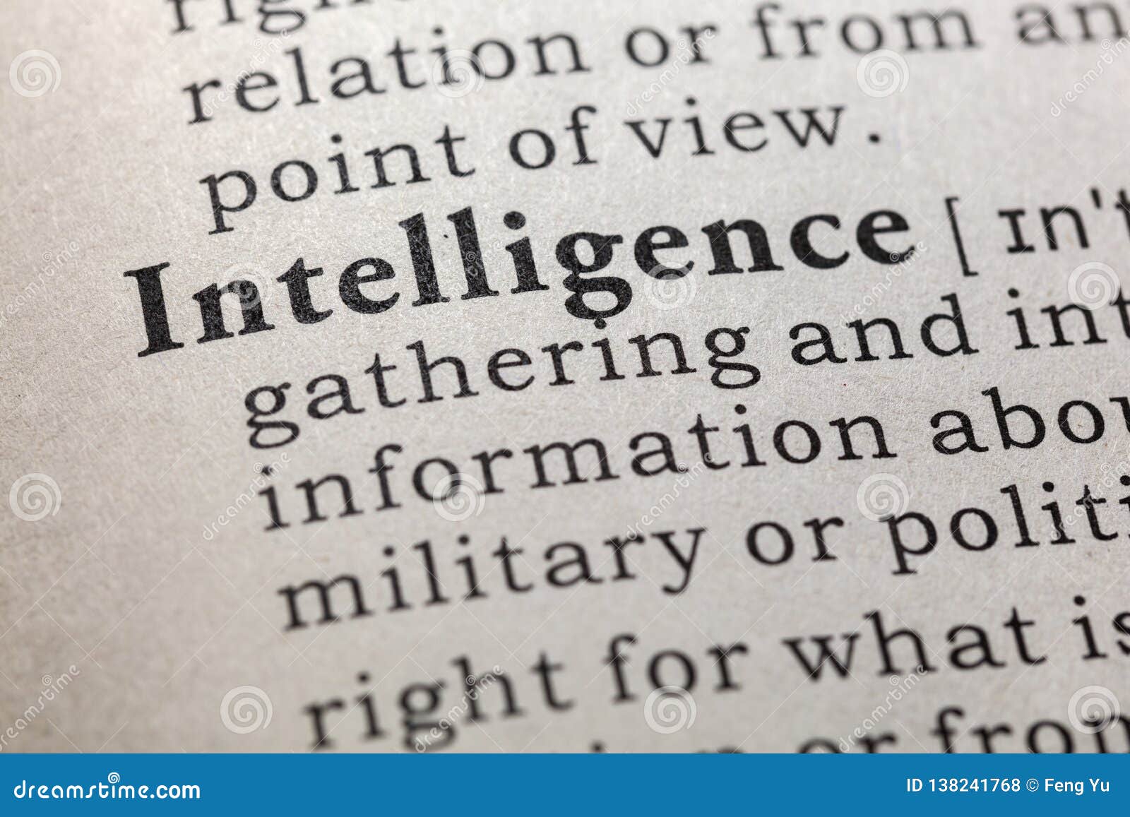 Definition of intelligence stock photo. Image of text - 138241768
