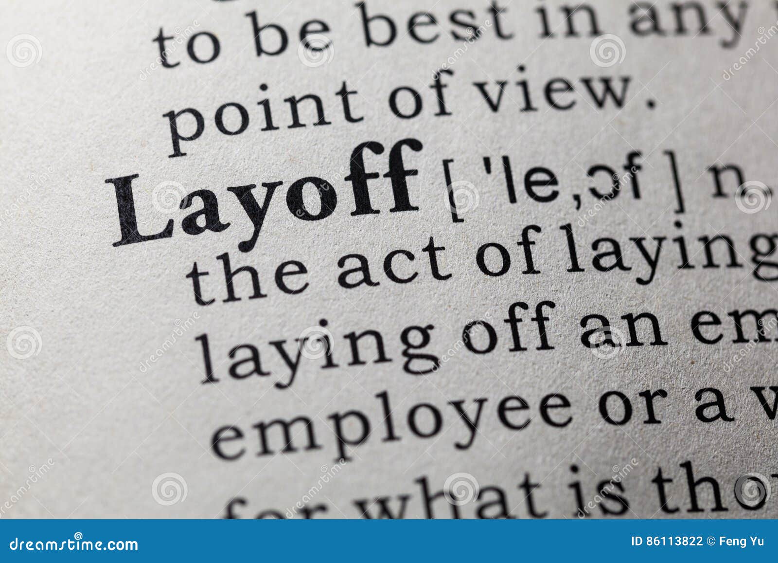 Definition of layoff stock photo. Image of printing, close - 86113822