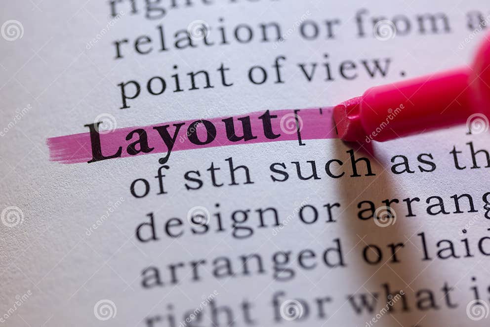 Definition of layout stock image. Image of text, highlight - 233044247