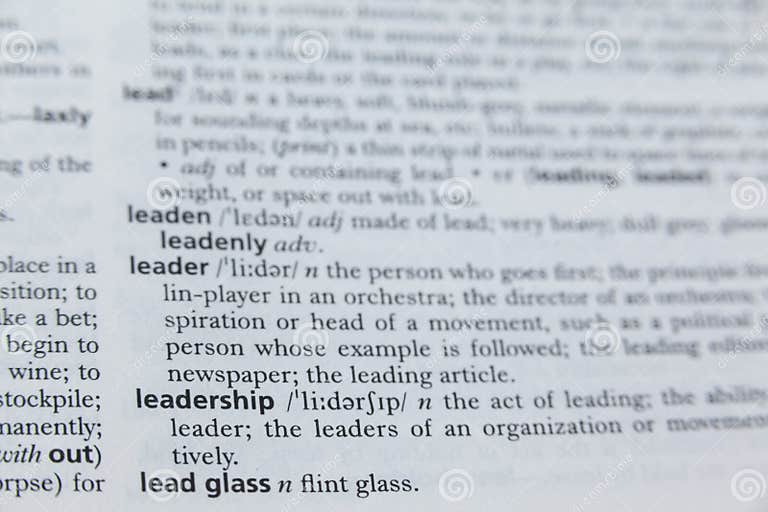 Definition of Leadership in Dictionary Stock Image - Image of ...