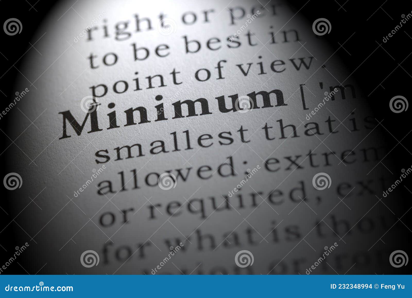 Definition of minimum stock photo. Image of page, word - 232348994