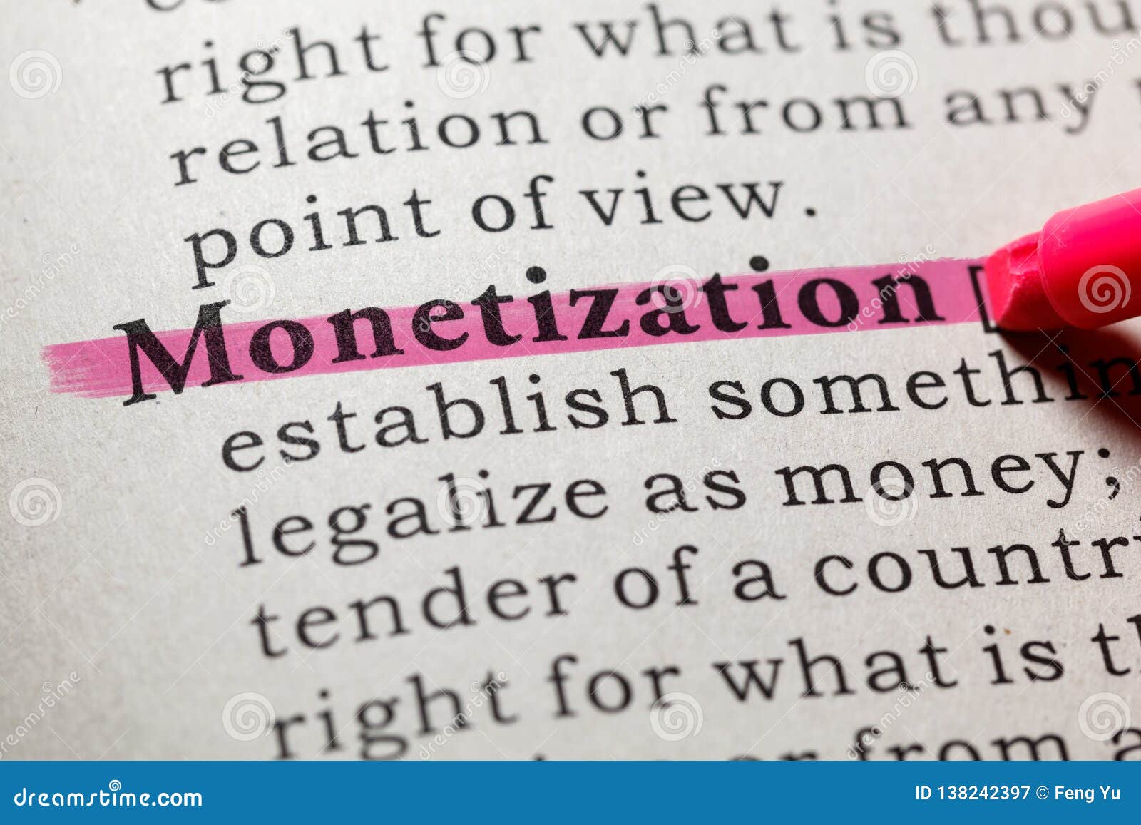 Definition of monetization stock image. Image of close - 138242397