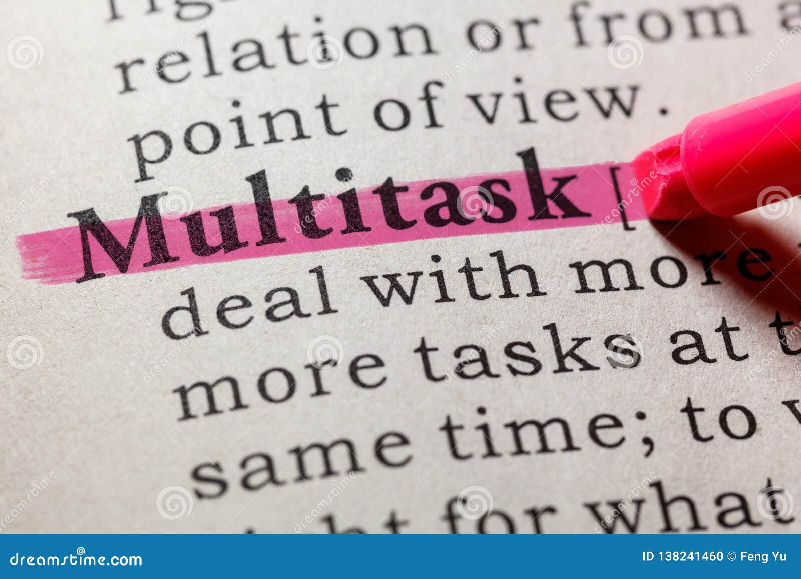 Definition of multitask stock photo. Image of text, highlight - 138241460