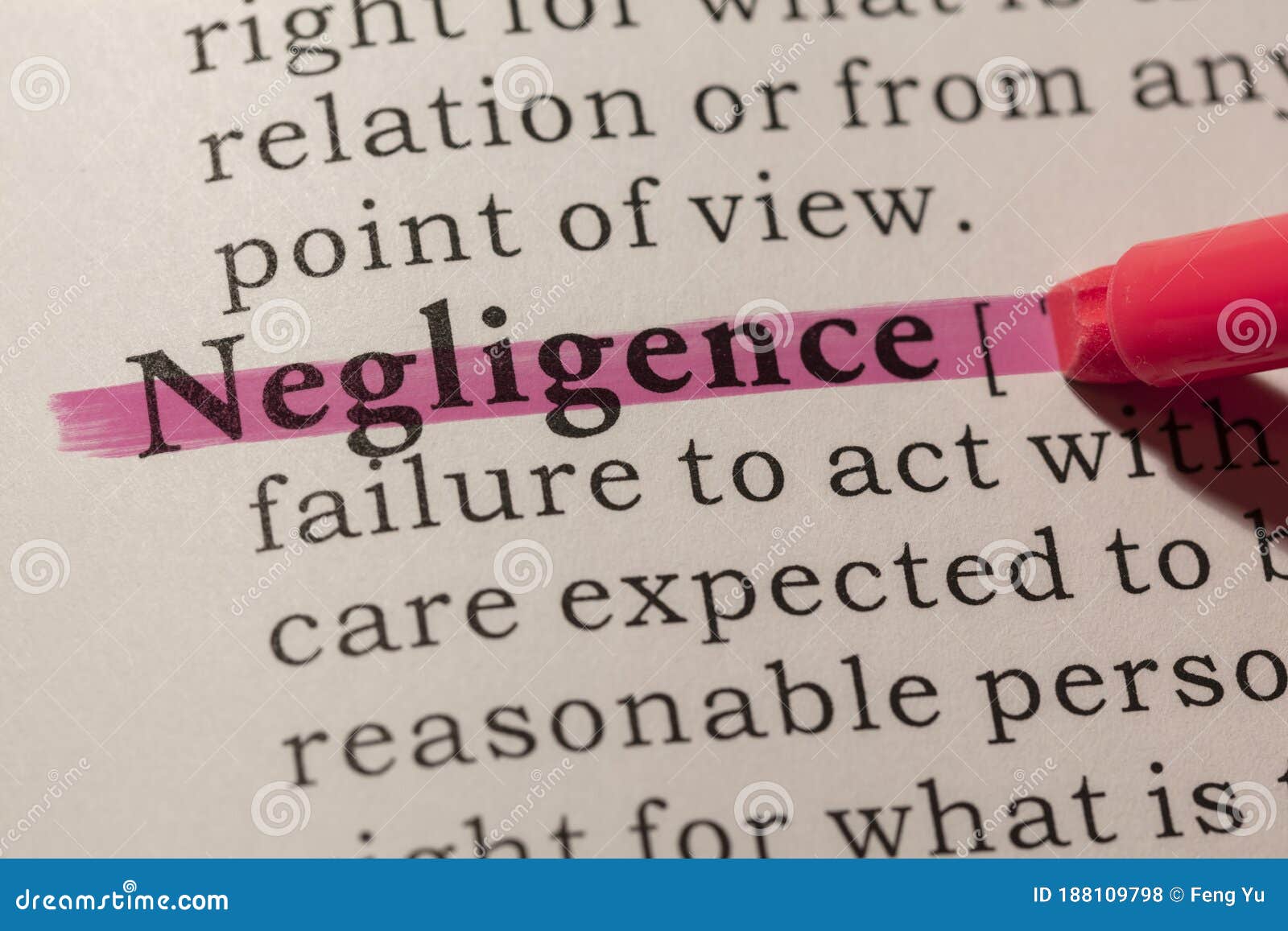 Definition of negligence stock photo. Image of dictionary - 188109798