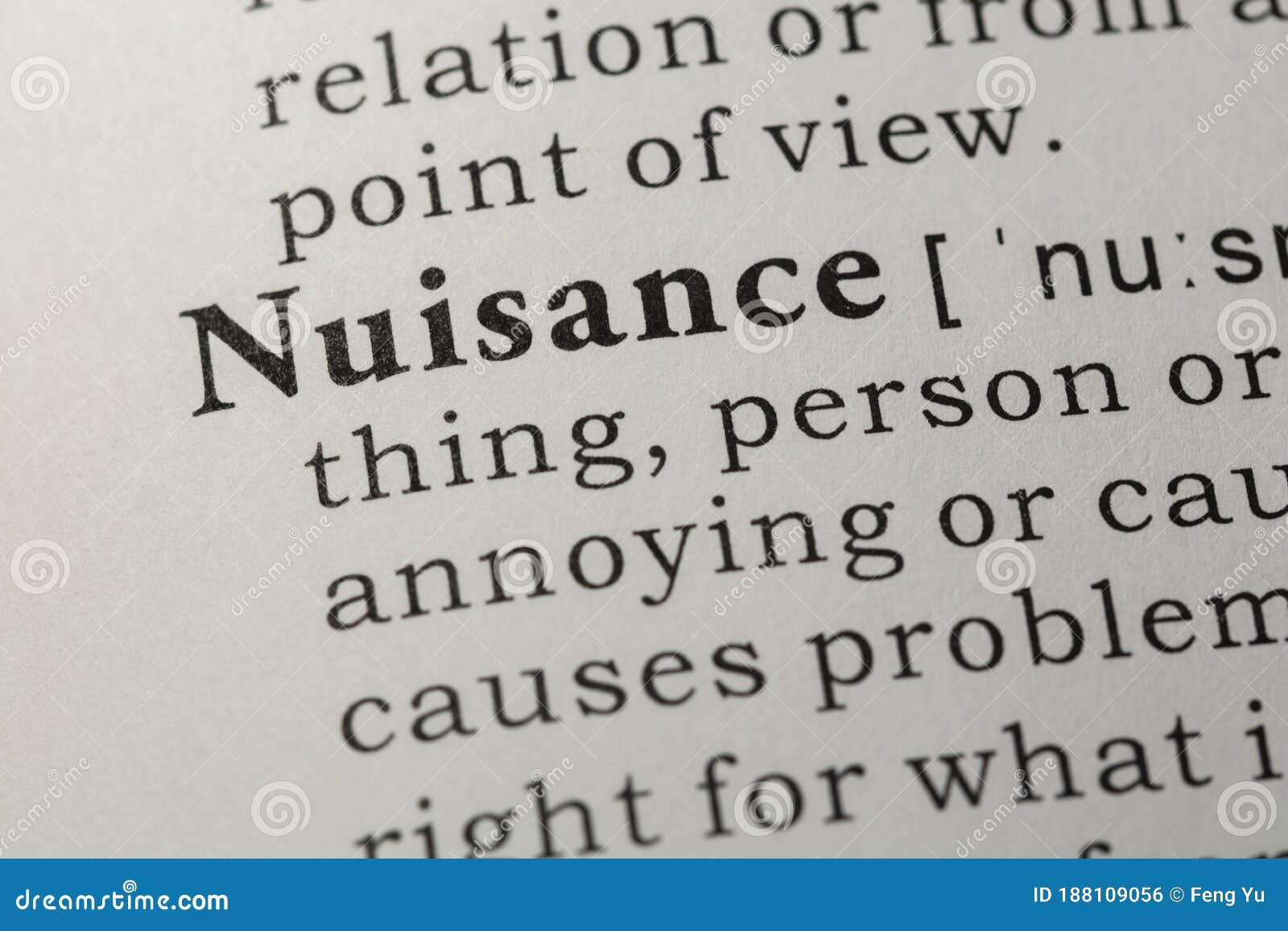 Definition of nuisance stock photo. Image of book, nuisances - 188109056
