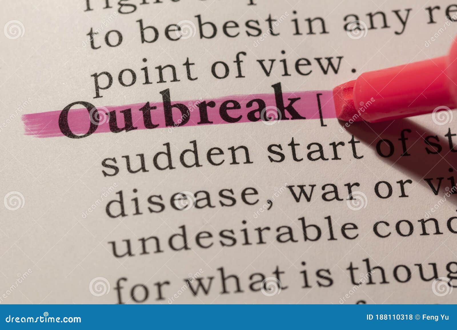 Definition of outbreak stock photo. Image of dictionary - 188110318