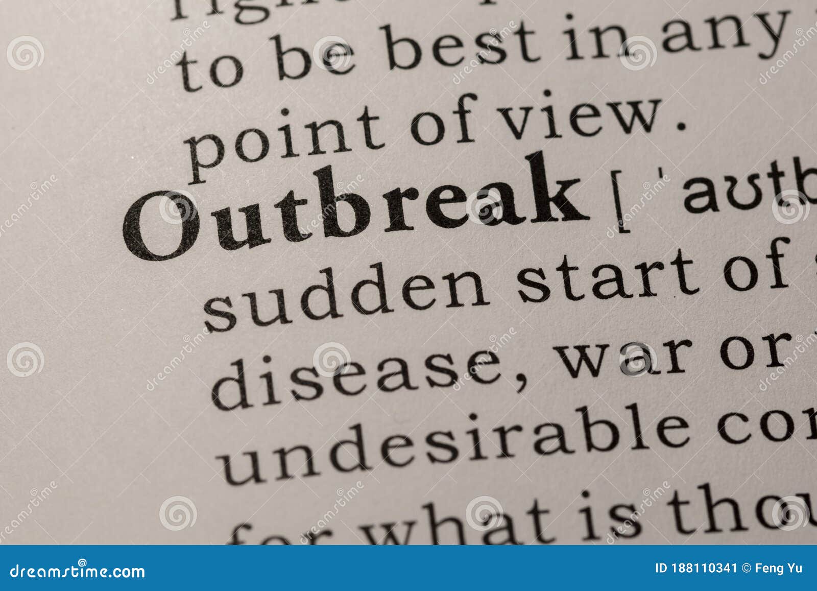 Definition of outbreak stock image. Image of dictionary - 188110341