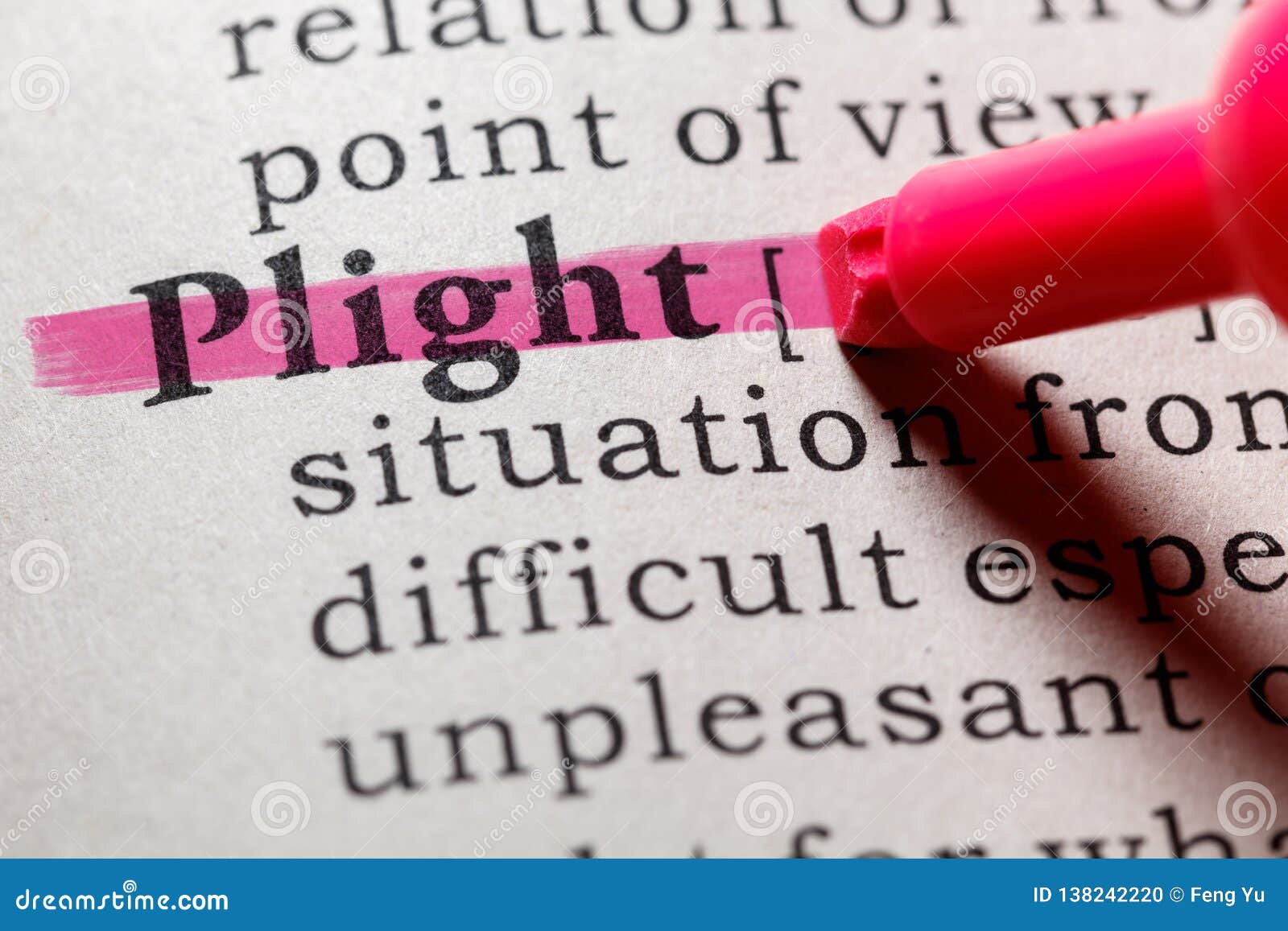 Definition of plight stock photo. Image of text, conceptual - 138242220