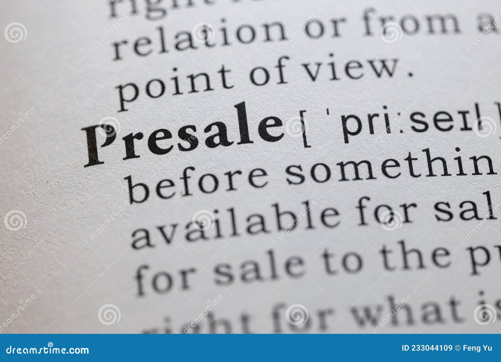 Definition of presale stock image. Image of definition - 233044109