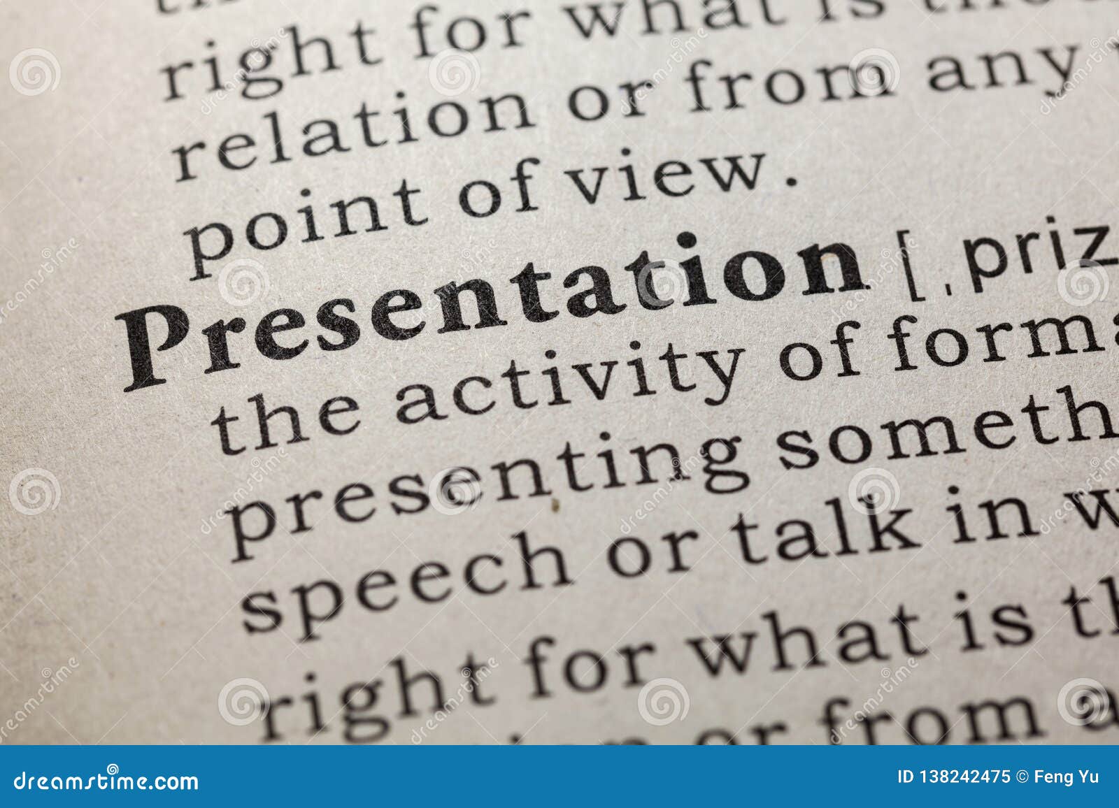 Definition of presentation stock image. Image of printing - 138242475